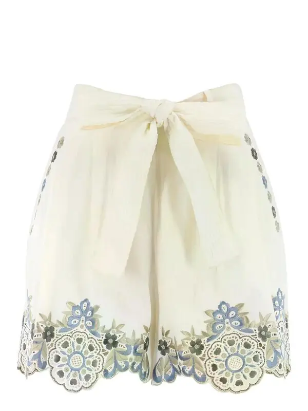CHRISTY LYNN Charlize Embroidered Shorts - Neutrals
