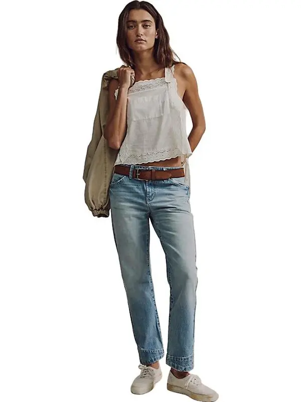Free People We The Free Leona Low-rise Twisted Slim Jeans - Skipper