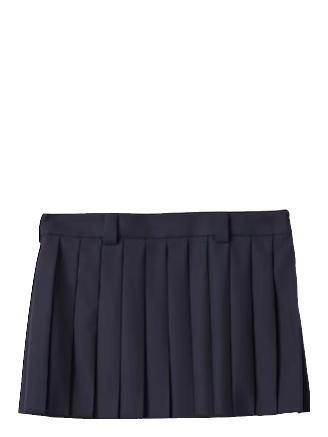 Miu Miu Pleated Mini Skirt With Embroidered Logo - Blue