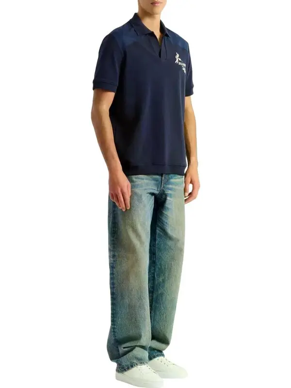 Balmain Embroidered Insect Polo - Blue