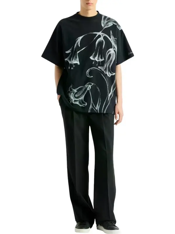 Balmain Printed Flower T-shirt - Black