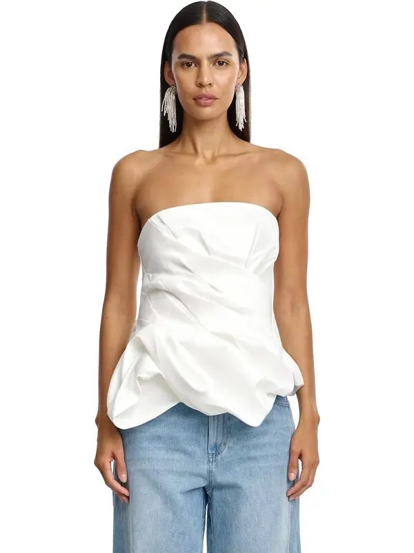 Acler Dorval Sculptural Strapless Top - Ivory