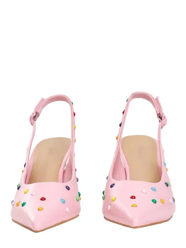 Acler Judley Embellished Pointed Toe Slingback Heel - Fairy Bread