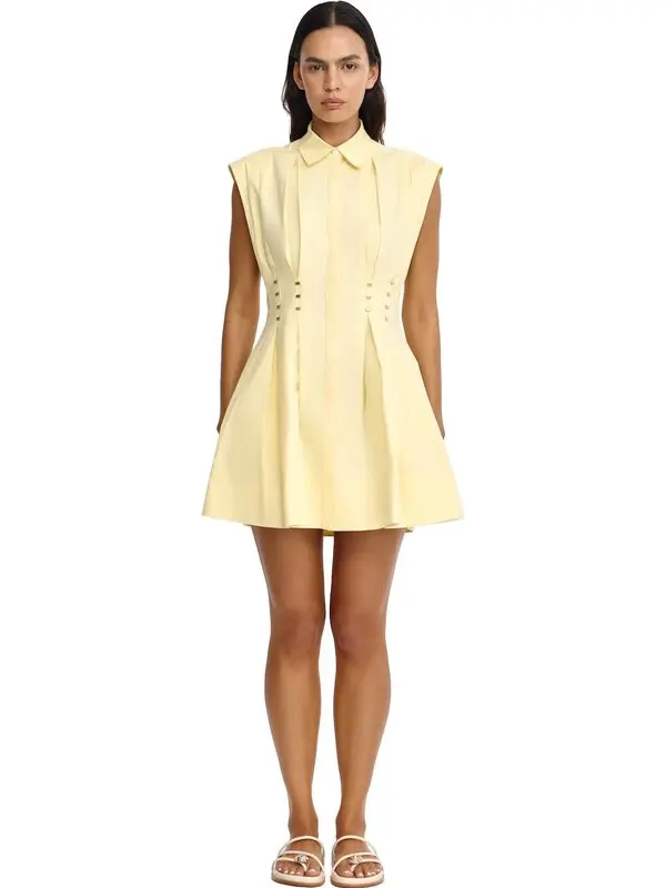 Acler Kimpton Mini Dress - Light Lemon