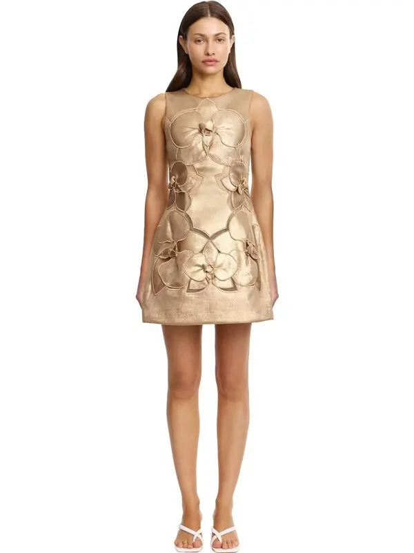 Acler Raffin Mini Dress Metallic - Gold