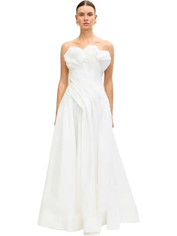 Acler Sculptural Maxi Dress In Stretch Dupion - Ivory