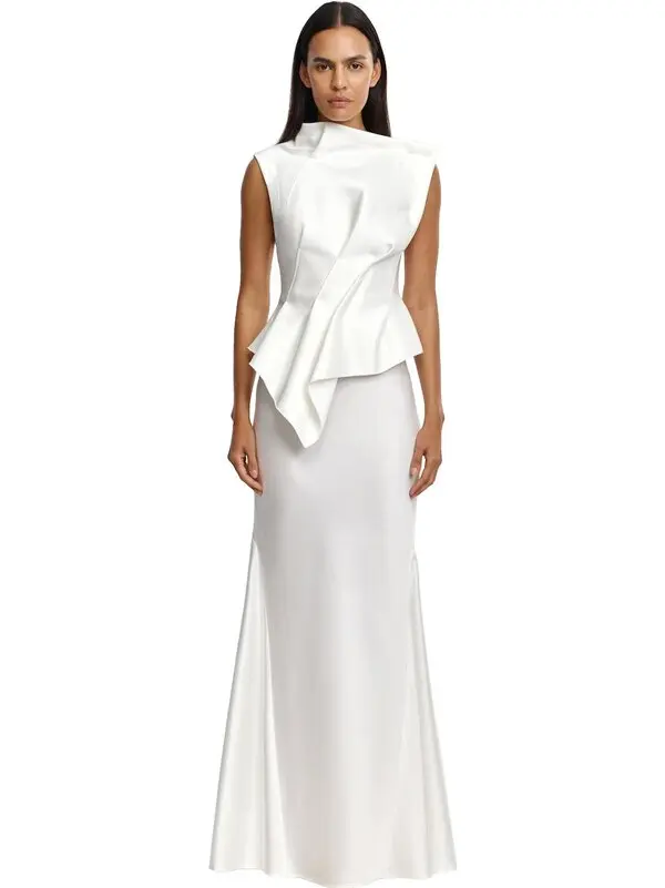 Acler Sculptural Satin Gown - Ivory