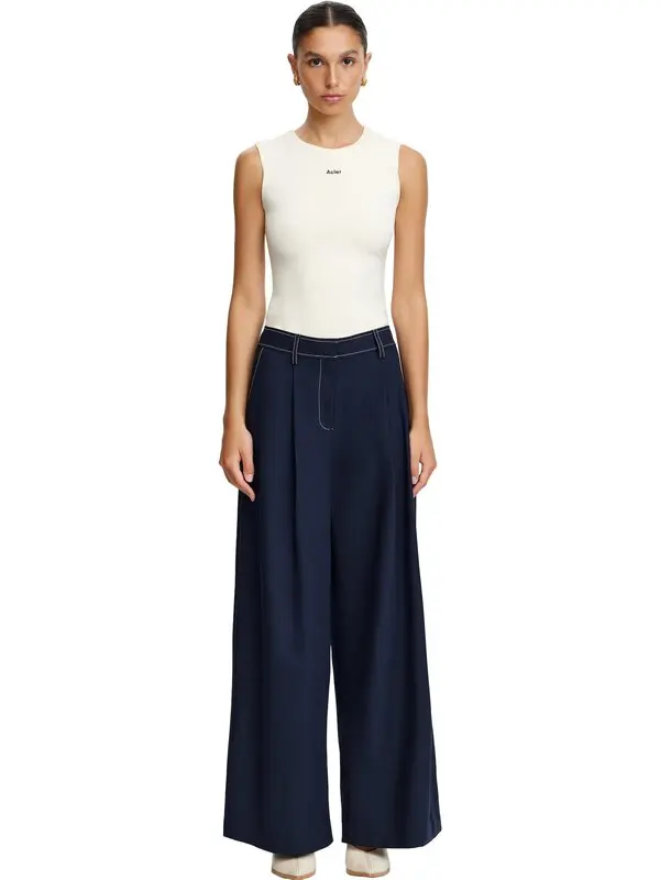Acler Oreston Pant Wide Leg Tailored Trousers - Deep Sapphire
