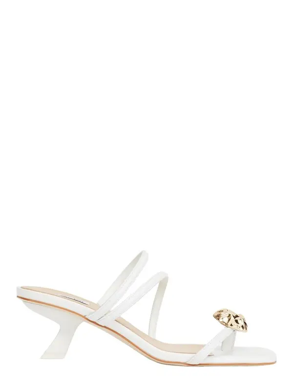 Acler Gateside Low Heel Sandals With Gold Toe Detail - Ivory