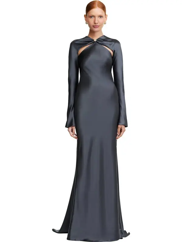 Acler Long Sleeve Cut-out Gown - Charcoal