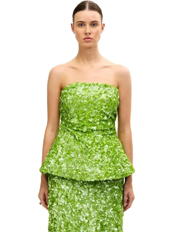Acler Pipson Sequin Embellished Top - Basil Green