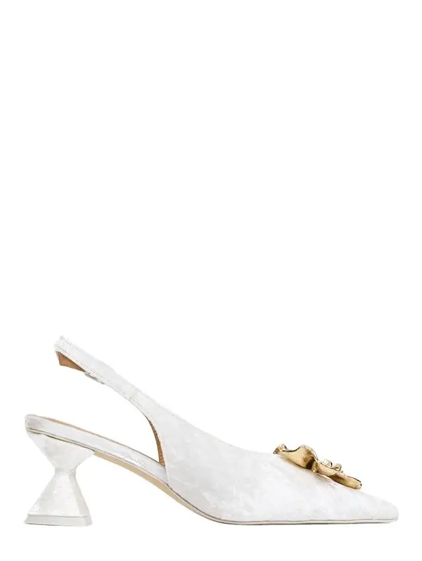 Acler Vondershire Slingback Heel With Floral Embellishment - Ivory