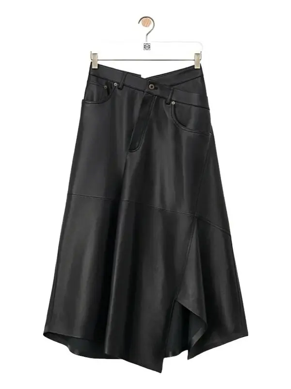 Loewe Asymmetrical Satin Nappa Lambskin Skirt - Black