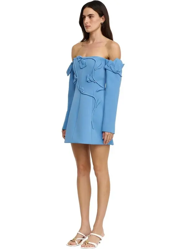 Acler Newmoat" Off-the-shoulder Mini Dress With Floral Appliqu - Alt Blue
