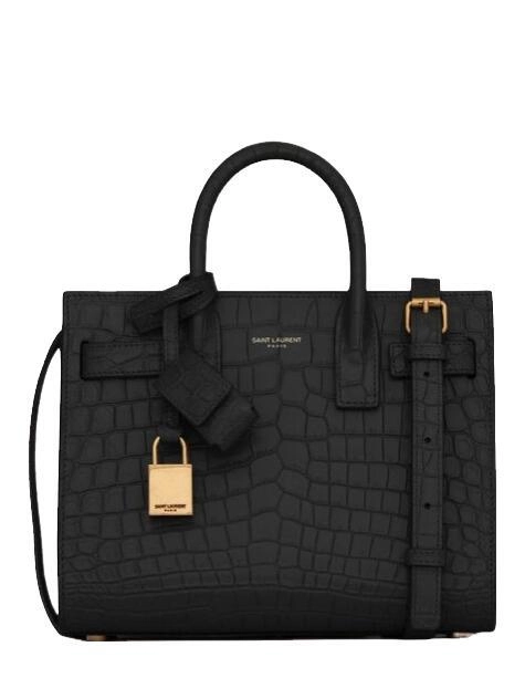 Saint Laurent Nano Sac De Jour Crocodile-effect Tote Bag - Black