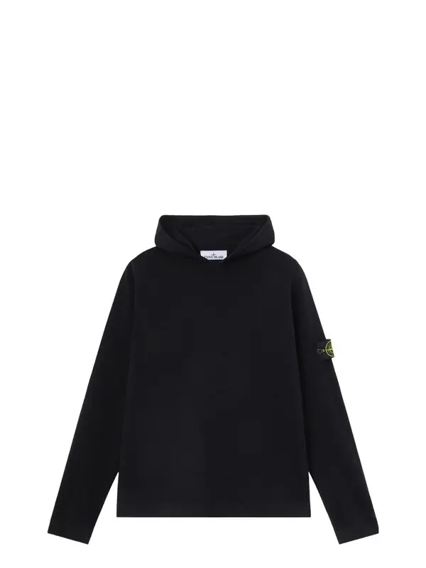 Stone Island Long Sleeve Logo Patch Hoodie - Black