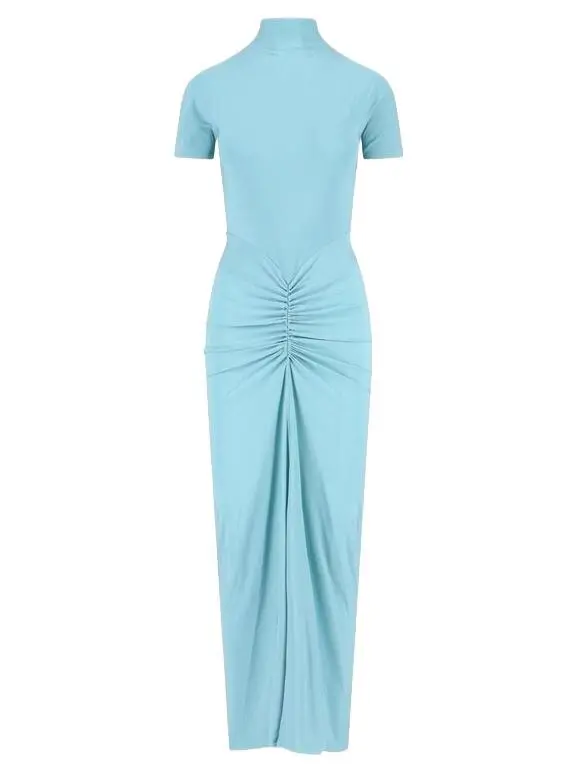 Alaïa Gathered Soft Jersey Maxi Dress - Blue