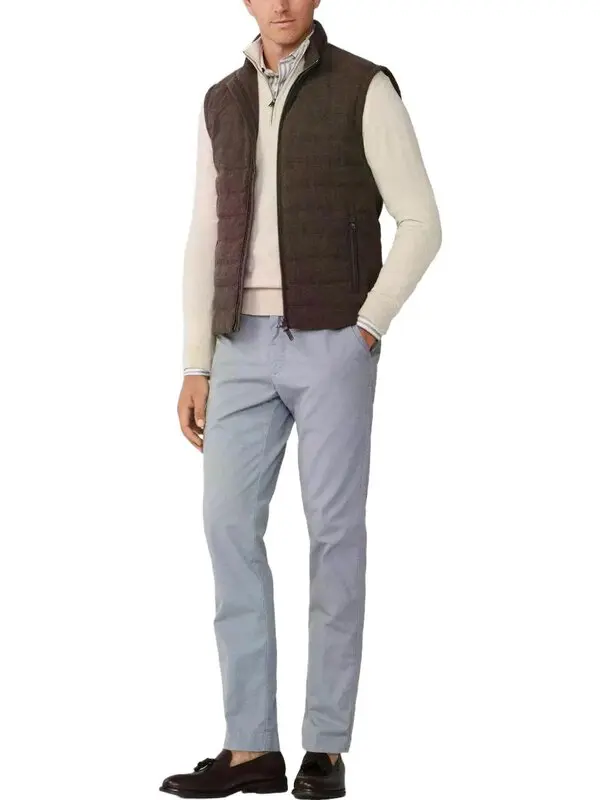 HACKETT LONDON Herringbone Pattern Gilet - Brown