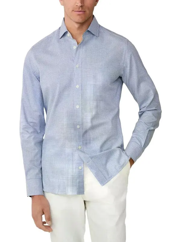 HACKETT LONDON Check-pattern Kent-collar Shirt - Blue