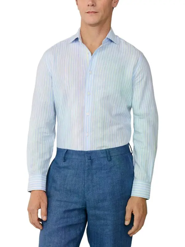 HACKETT LONDON Butcher-stripe Tailored-fit Shirt - Blue