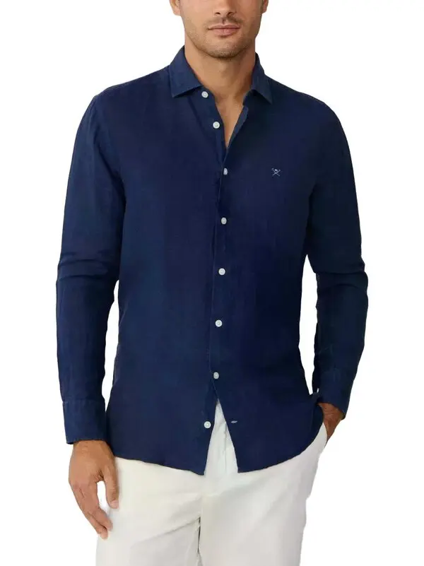 HACKETT LONDON Logo-embroidered Linen Shirt - Blue