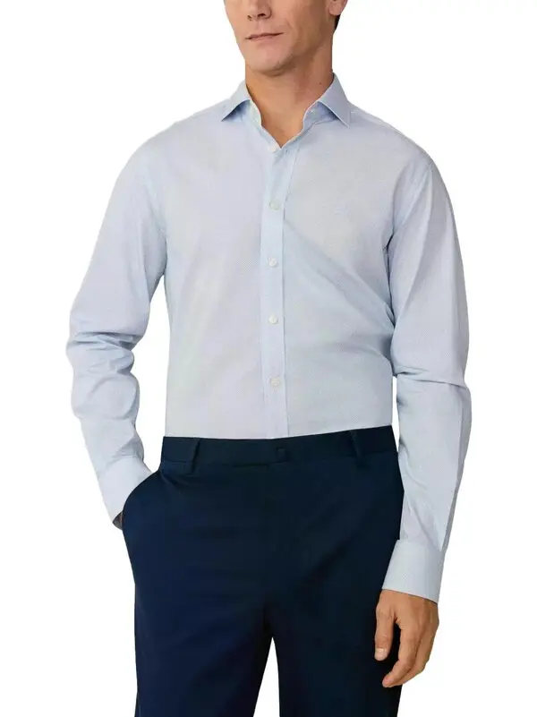 HACKETT LONDON Mini Geometric-print Cotton Shirt - Blue