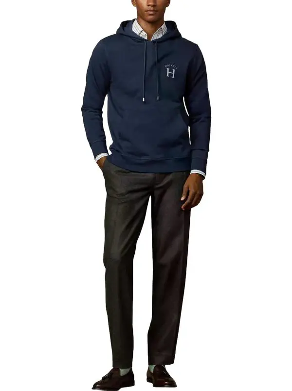 HACKETT  Navy Logo Hoodie - Blue