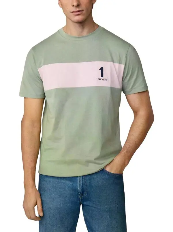 HACKETT LONDON Colour-blocked Panel T-shirt - Green