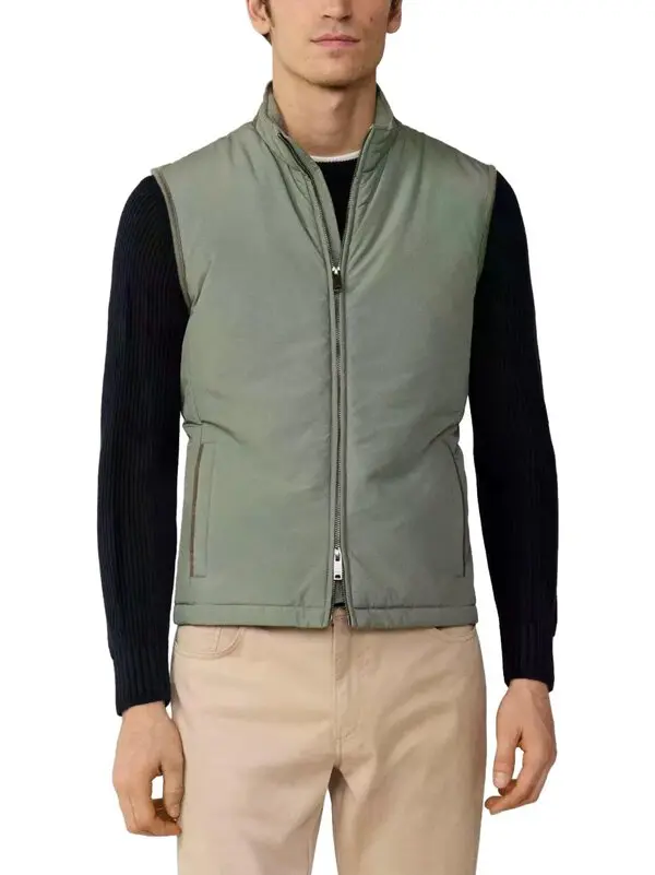 HACKETT LONDON Windsor Faux-suede Trim Gilet - Green