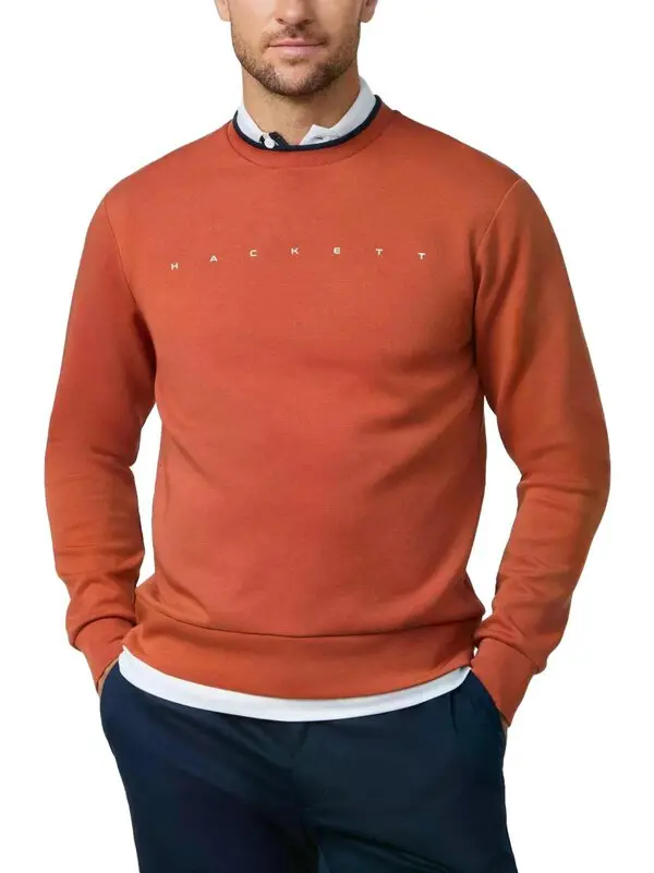 HACKETT  Logo Print Crew Neck Sweater - Orange
