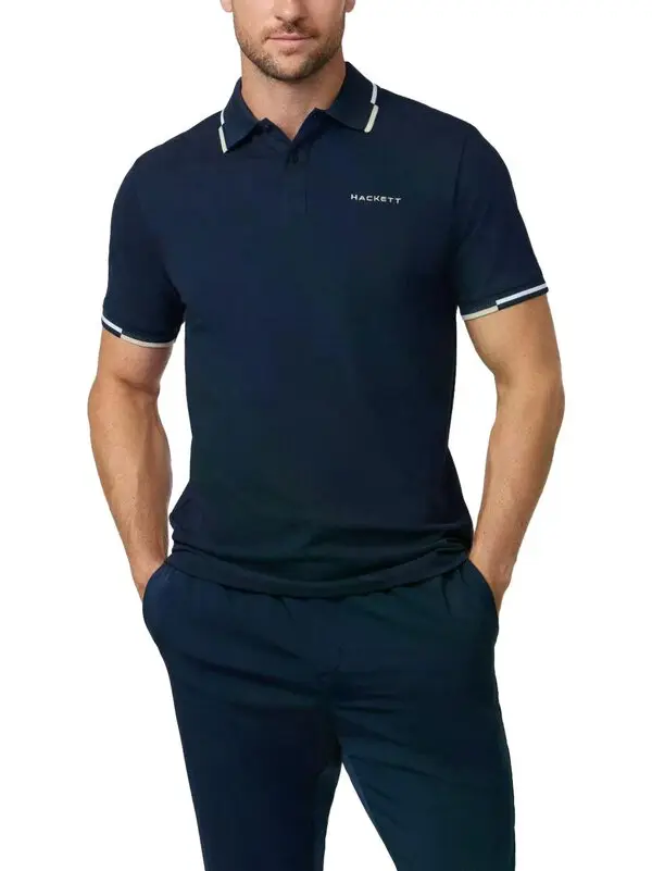 HACKETT  Jacquard-detail Polo Shirt - Blue