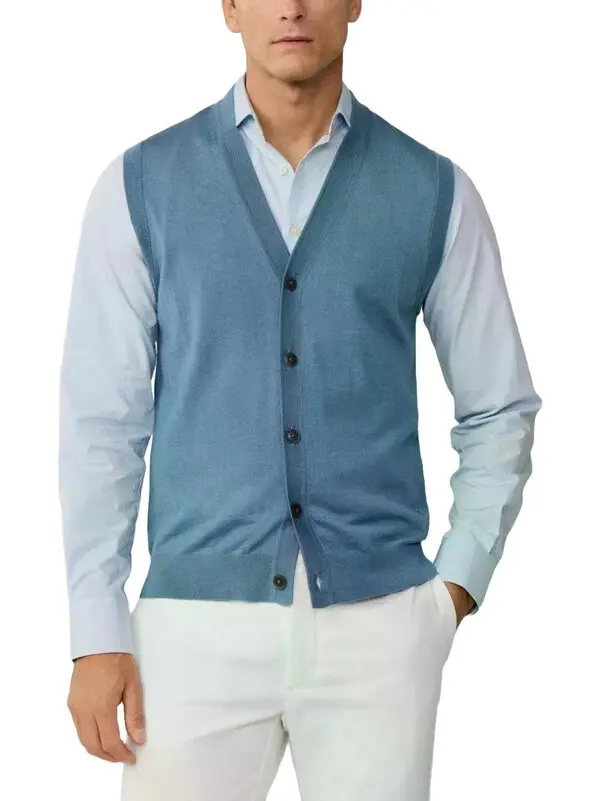 HACKETT LONDON Merino Wool Waistcoat - Blue