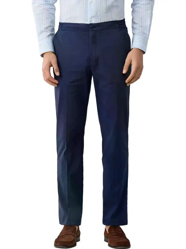 HACKETT LONDON Pleated Elasticated-waistband Chino Trousers - Blue