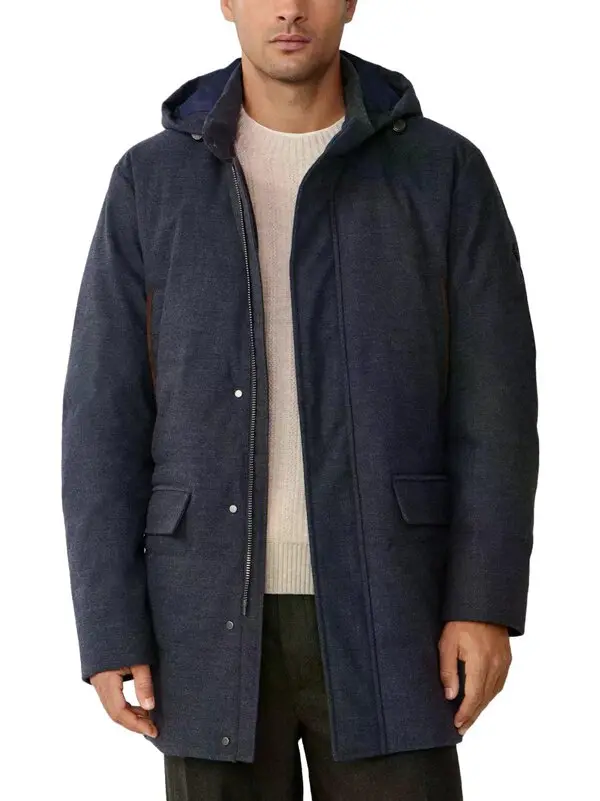 HACKETT LONDON Herringbone Hooded Parka - Blue