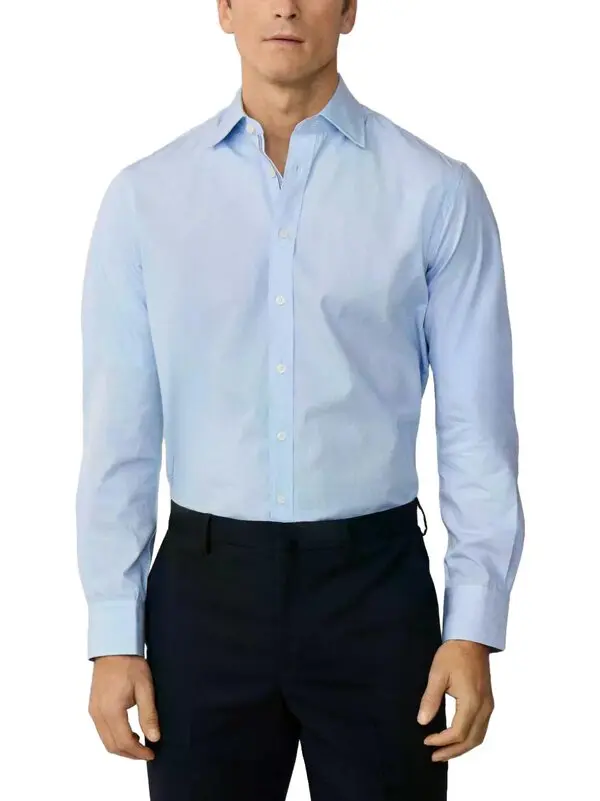 HACKETT LONDON Poplin Striped-trim Shirt - Blue