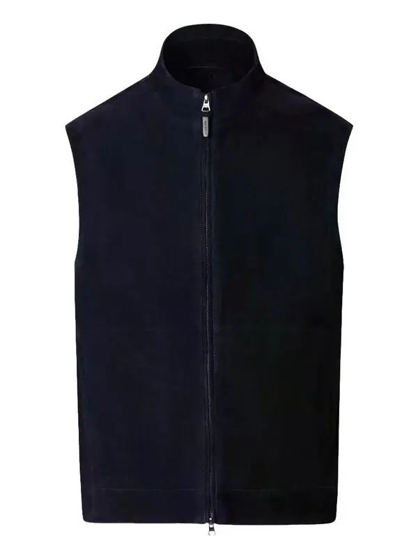 HACKETT  Suede High Neck Waistcoat - Blue