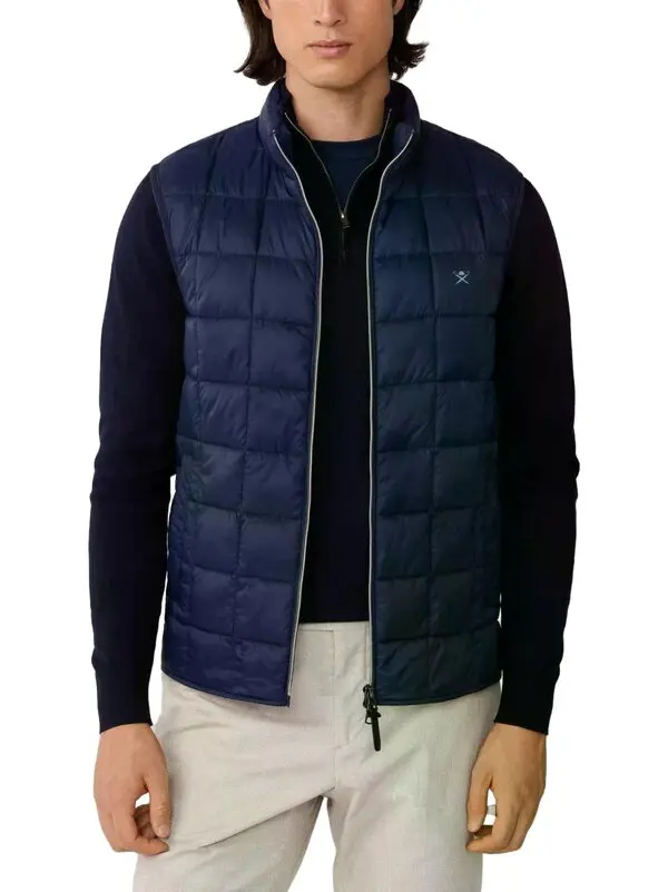 HACKETT LONDON Quilted Logo Embroidered Gilet - Blue