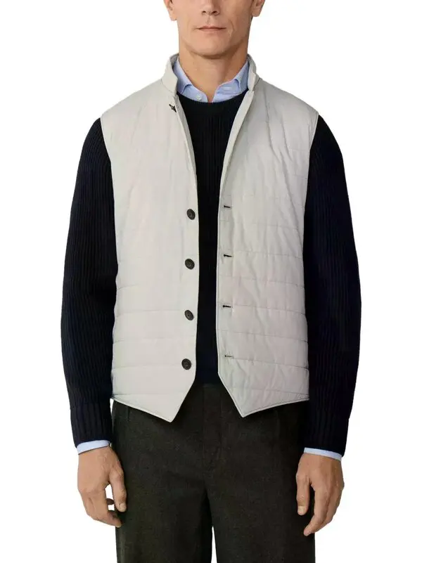 HACKETT LONDON Knit-back Quilted-front Hybrid Gilet - Neutrals