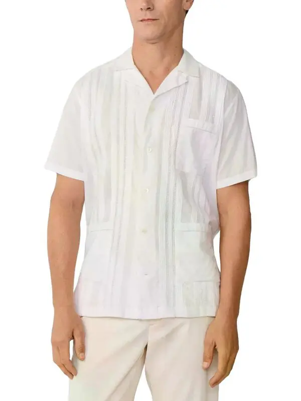 HACKETT LONDON Guayabera Pintuck-detail Salcombe-collar Shirt - White