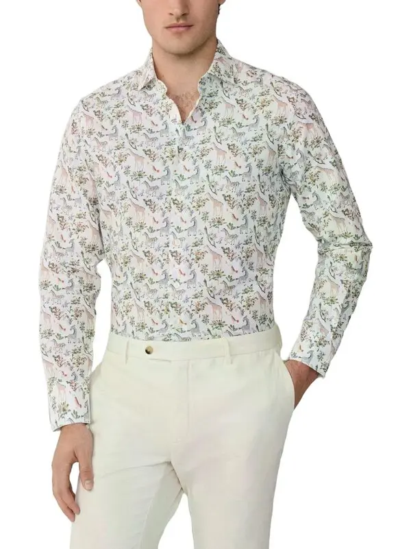 HACKETT LONDON Fauna-print Tailored-fit Shirt - Green