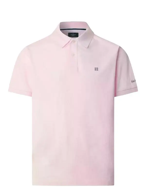 HACKETT  Stripe-trim Logo-embroidered Polo Shirt - Pink