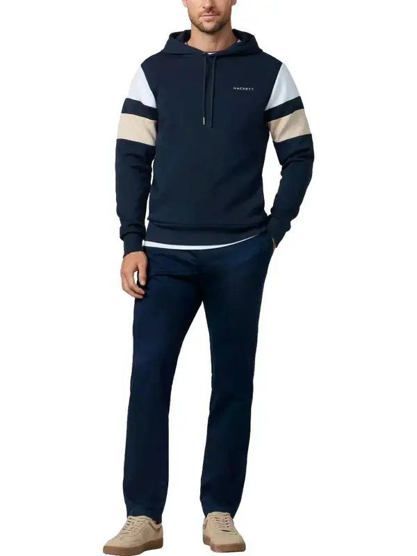 HACKETT LONDON Hoodie With Stripe Detail - Blue