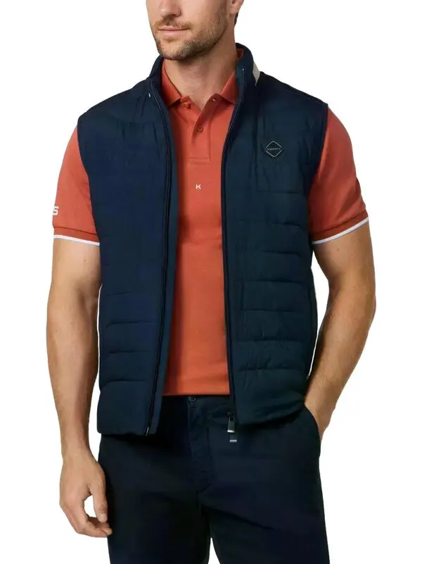 HACKETT LONDON Quilted Waistcoat With High Neck - Blue