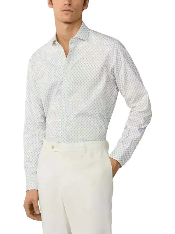 HACKETT LONDON Floral-print Button-down Cotton Shirt - Neutrals