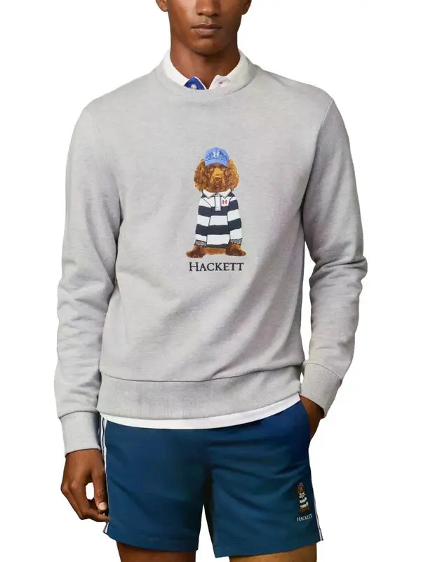 HACKETT  Cotton Terry Knit Crew Neck Sweater - Grey