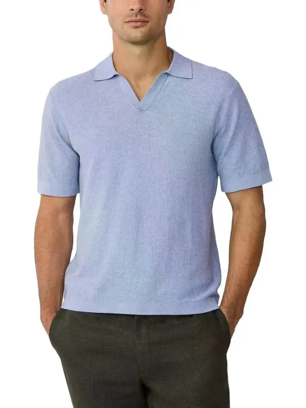 HACKETT LONDON Riviera Textured-knit Polo Shirt - Blue