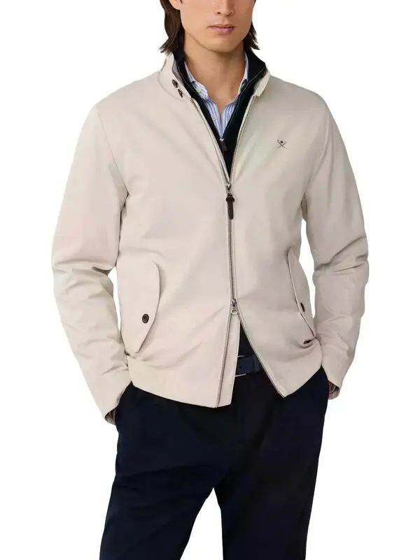 HACKETT LONDON Logo-embroidered Harrington Jacket - Neutrals