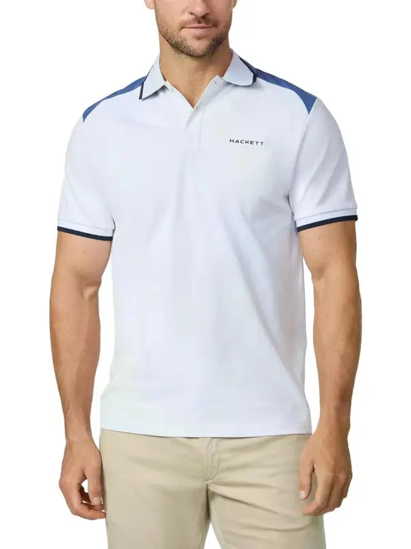 HACKETT  Colour-block Embroidered-logo Polo Shirt - White