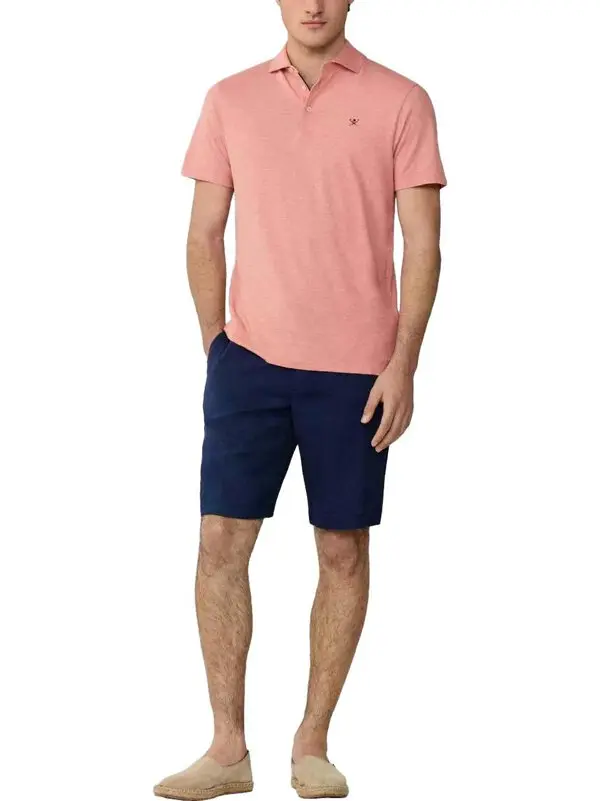 HACKETT LONDON Embroidered Cotton-linen Polo Shirt - Pink