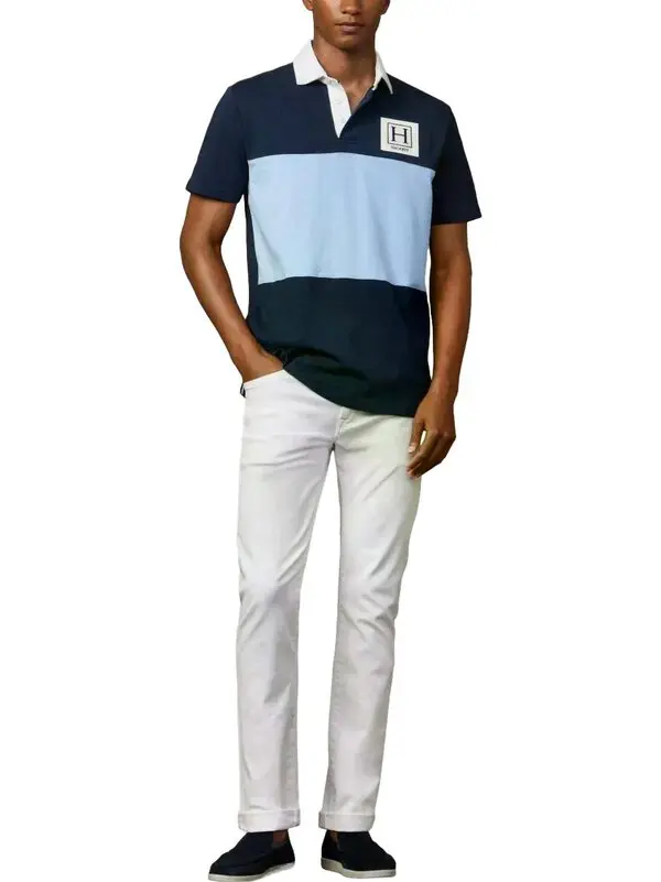 HACKETT LONDON Colour-blocked Rugby Shirt - Blue